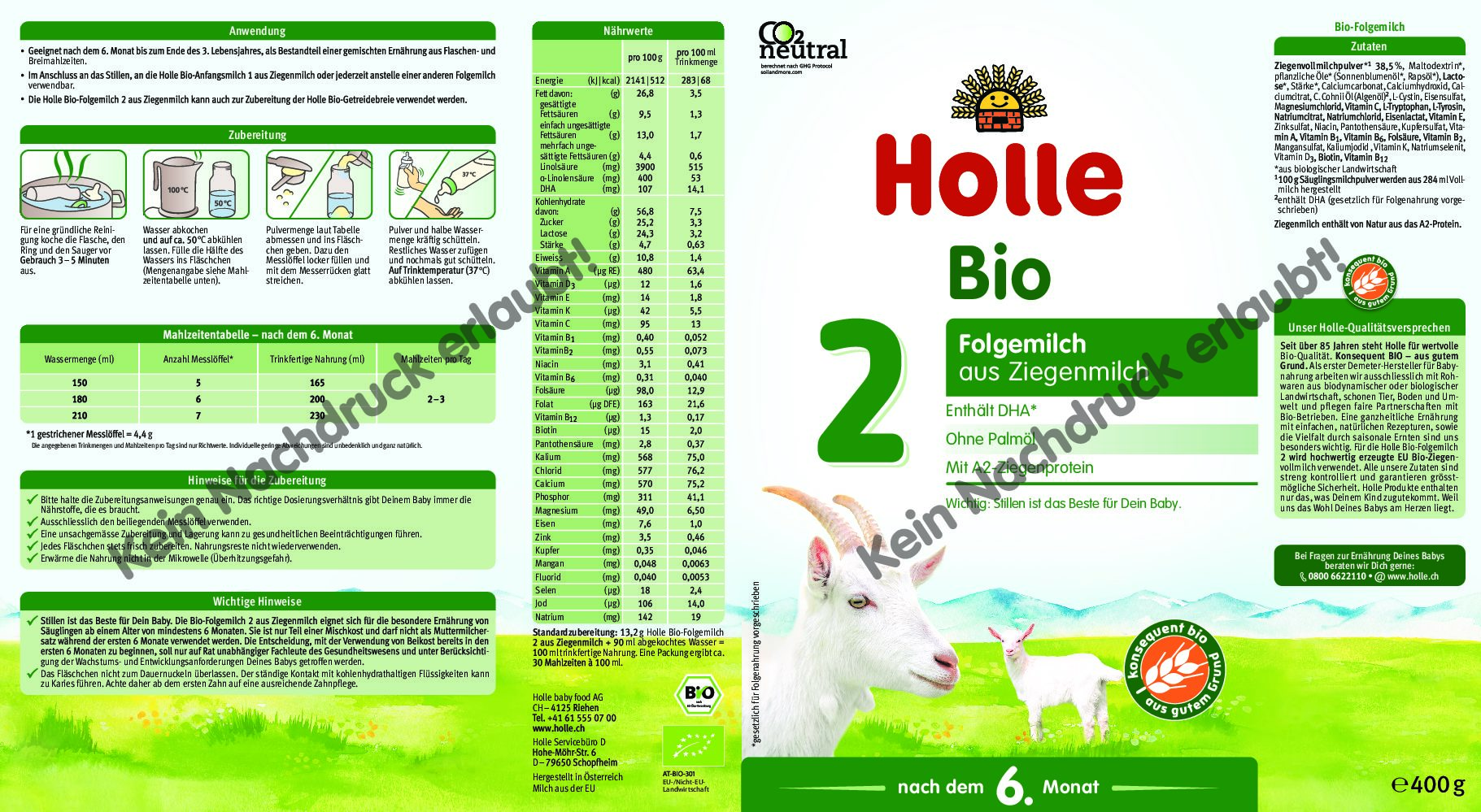 Bio-Folgemilch 2 aus Ziegenmilch - Holle