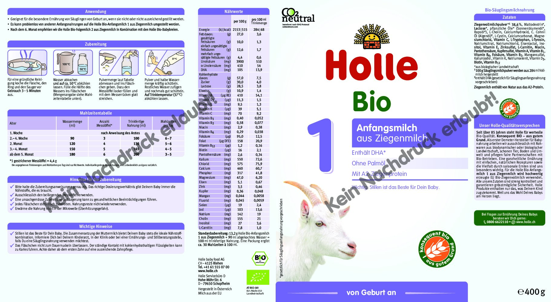 Bio-Anfangsmilch 1 aus Ziegenmilch - Holle