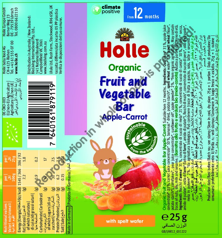 Organic Fruit and Vegetable Bar Apple-Carrot | Holle
